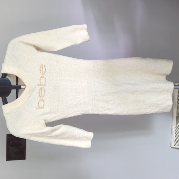bebe | Dresses | Bebe Logo Chenille Sweater Dress Cream Color Xs | Poshmark